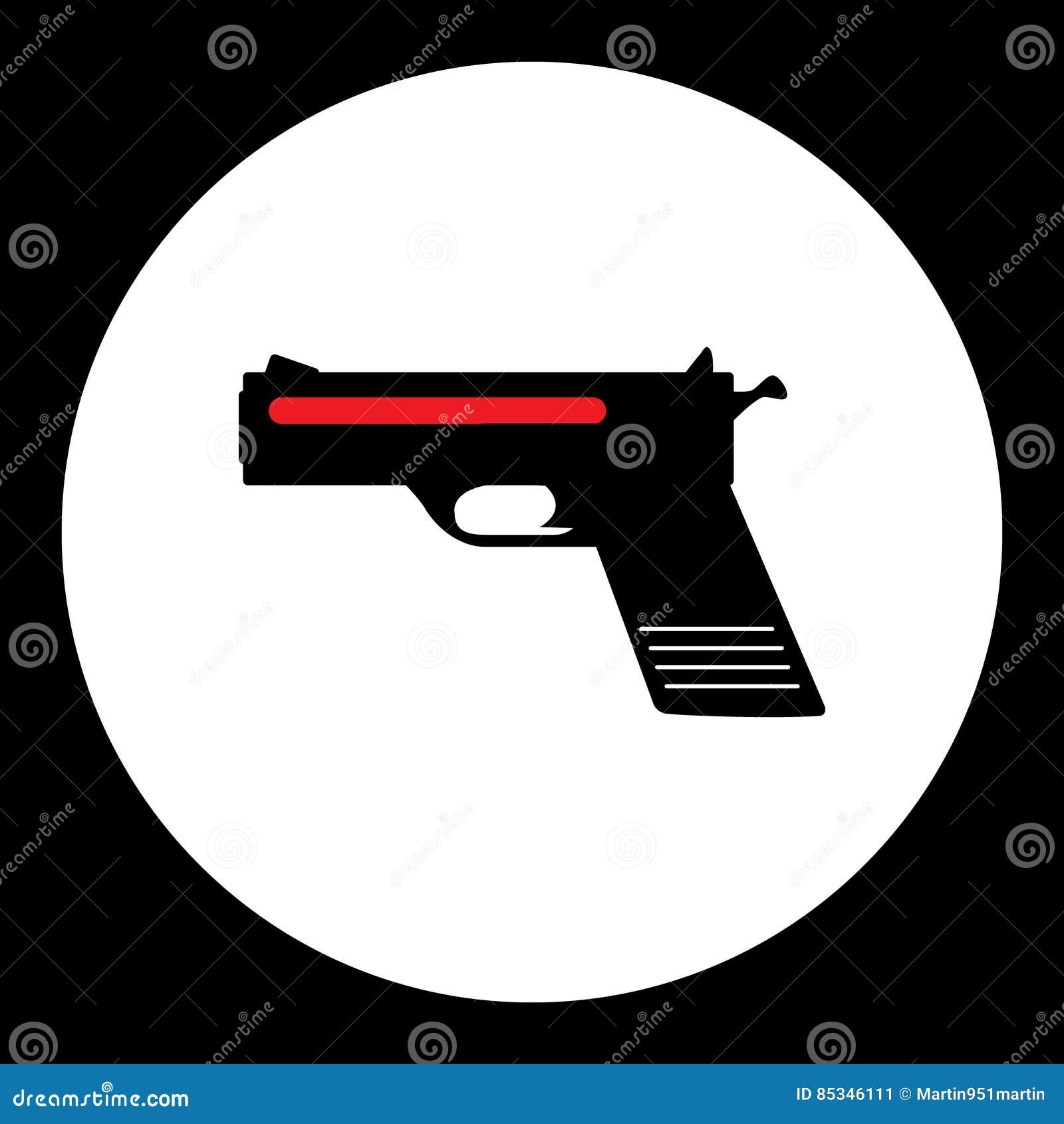 Red and Black Simple Hand Gun Pistol Icon Stock Vector - Illustration ...