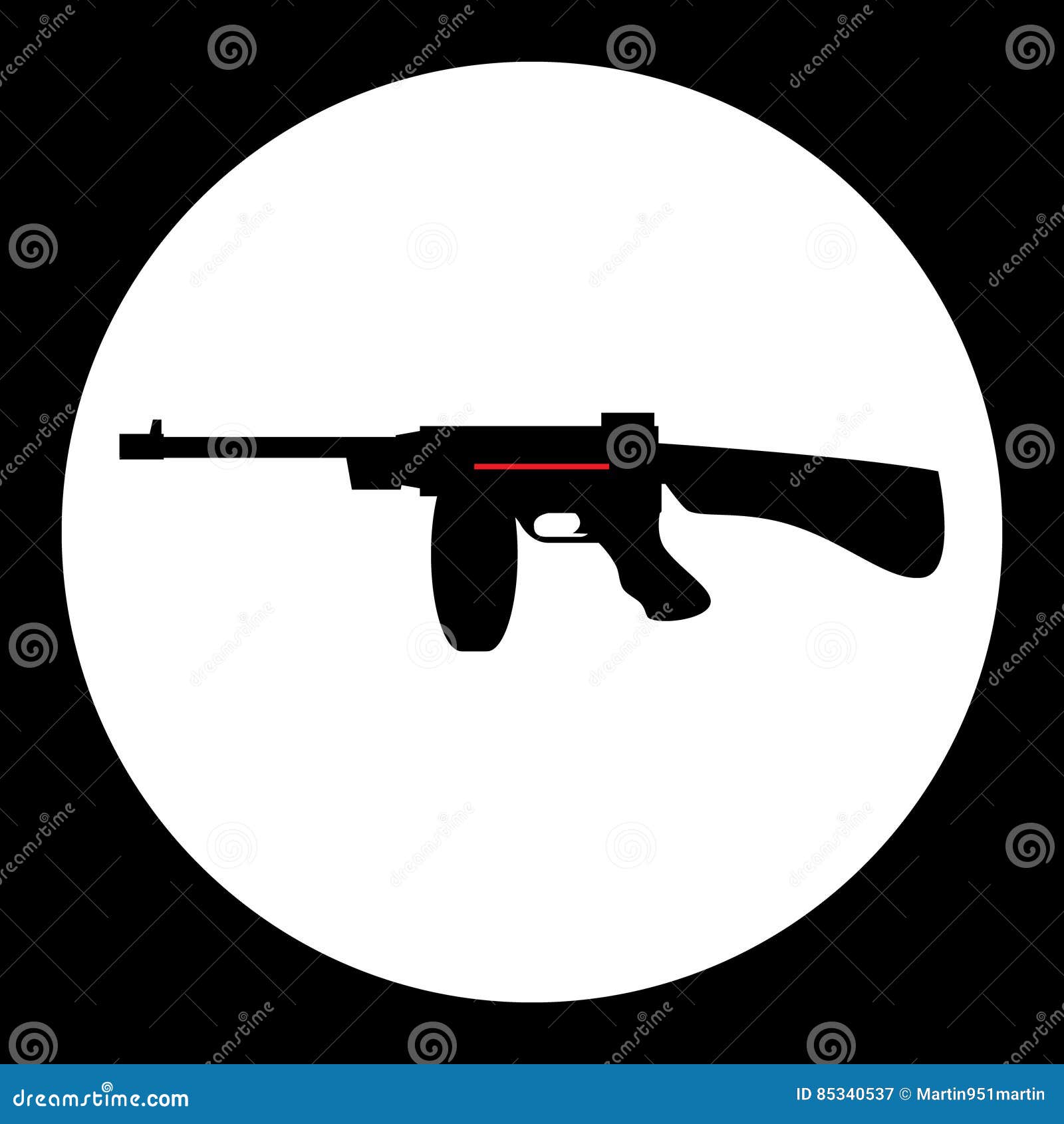 Red and Black Simple Submachine Gun Icon Stock Vector - Illustration of ...