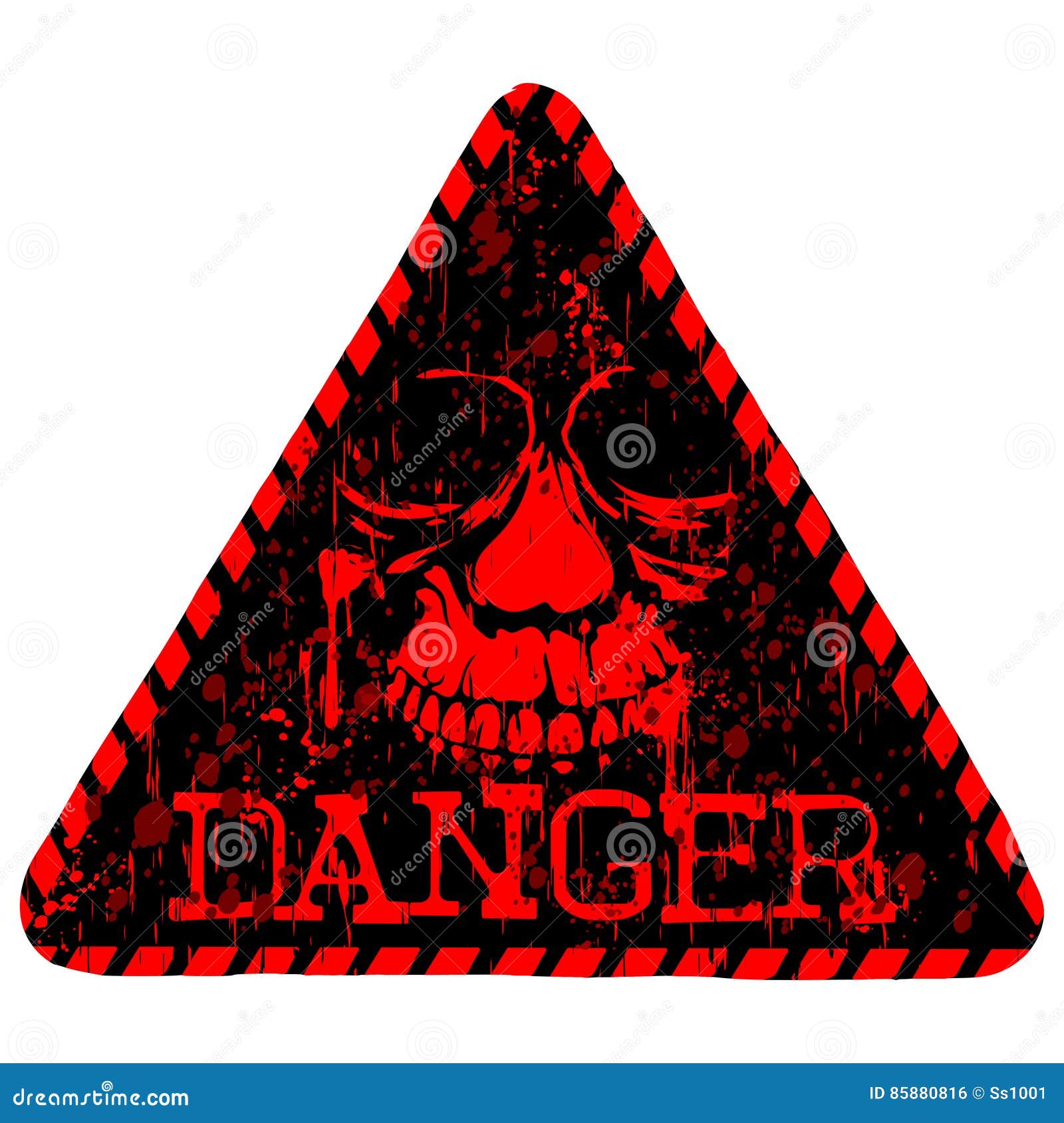 Danger Sign Skull Red