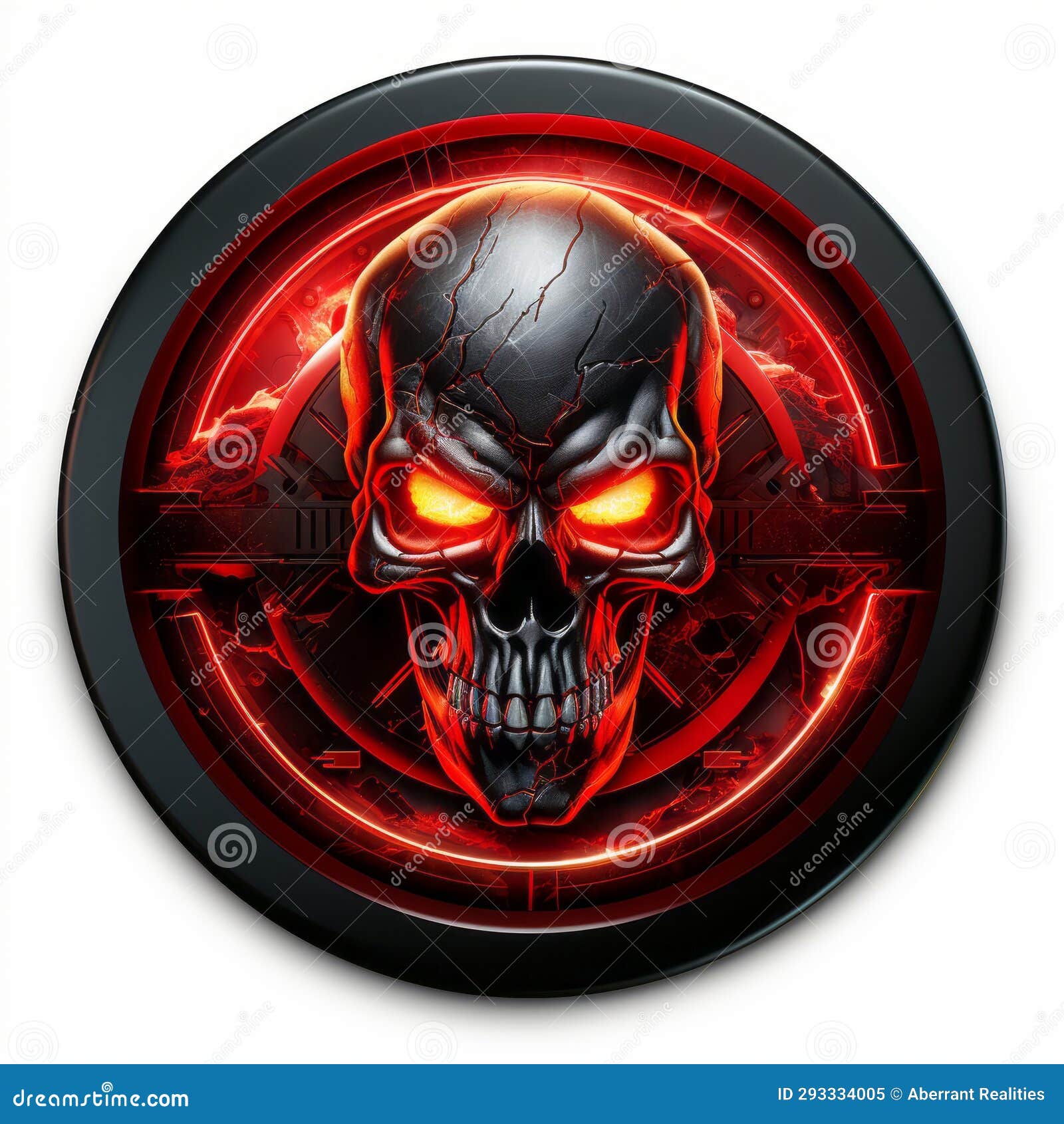 A Red and Black Skull with Glowing Eyes Stock Illustration ...