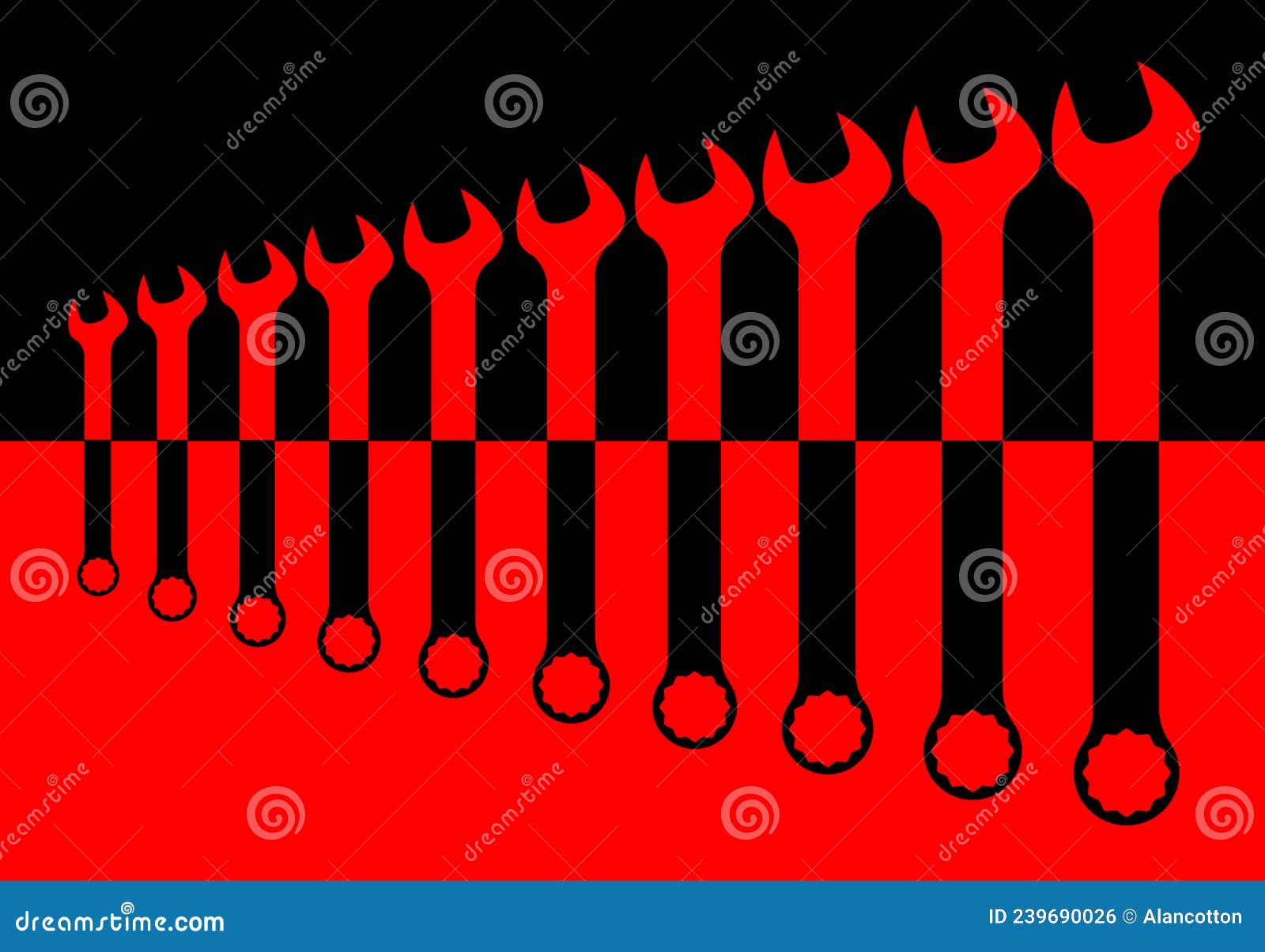 Red Black Spanner Sets stock vector. Illustration of repair - 239690026