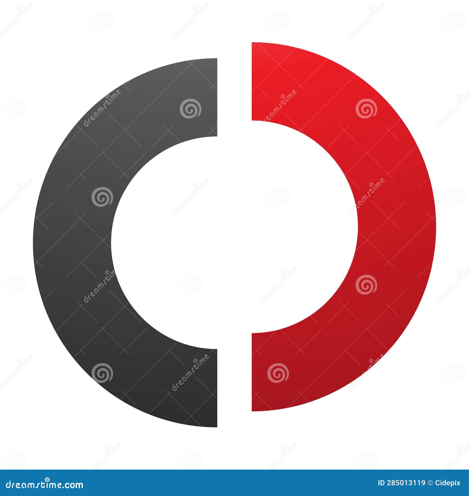 Red and Black Split Shaped Letter O Icon Stock Vector - Illustration of ...