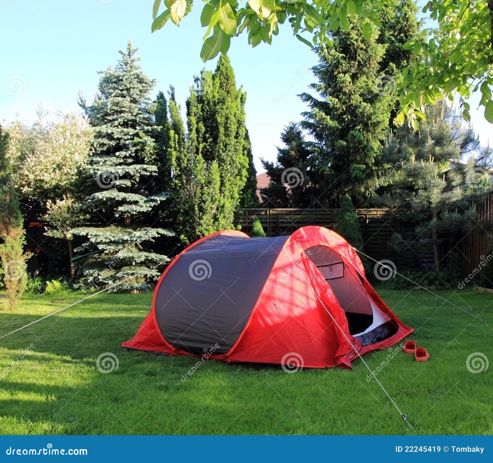 The red and black tent stock image. Image of site, overnight - 22245419