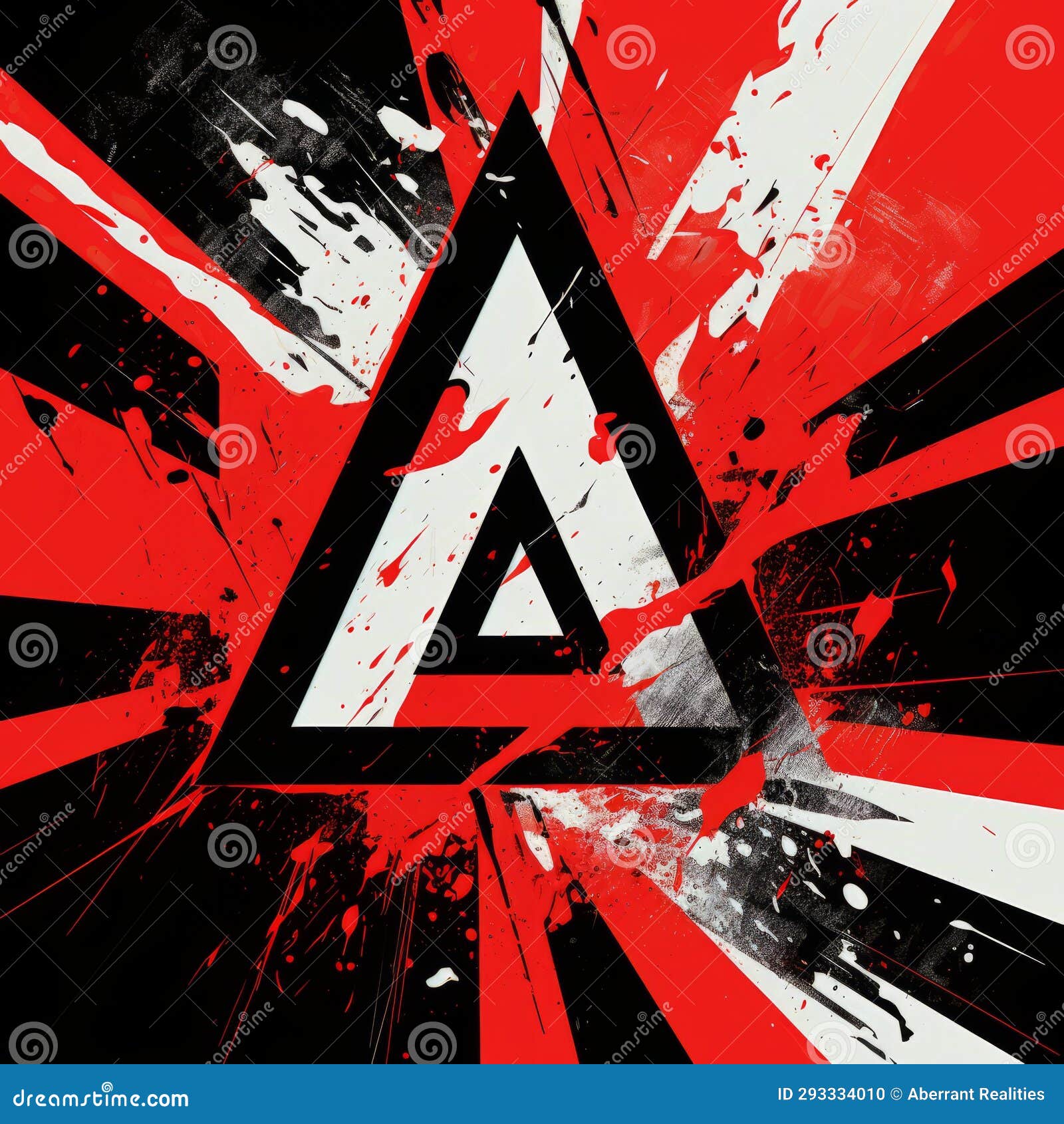 A Red and Black Triangle with a Black and White Paint Splatter on it ...