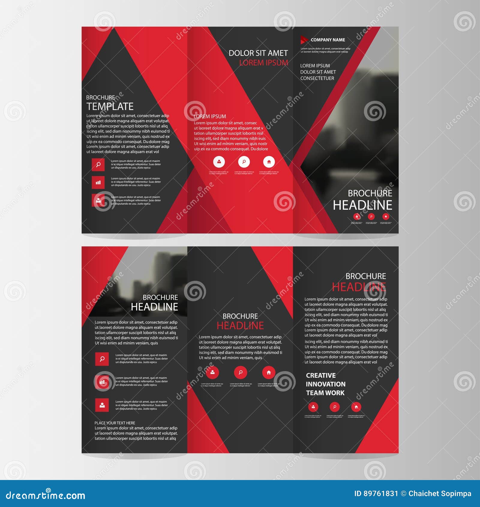 Red Black Triangle Business Trifold Leaflet Brochure Flyer Report ...
