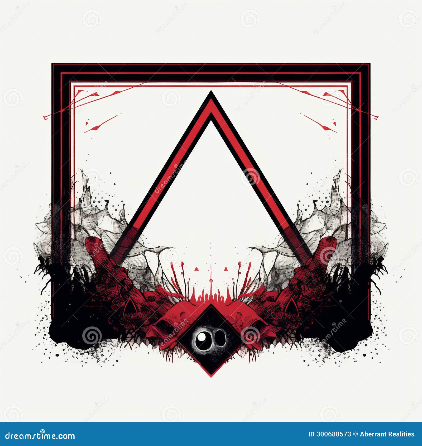 A Red and Black Triangle with a Skull in the Middle Stock Illustration ...