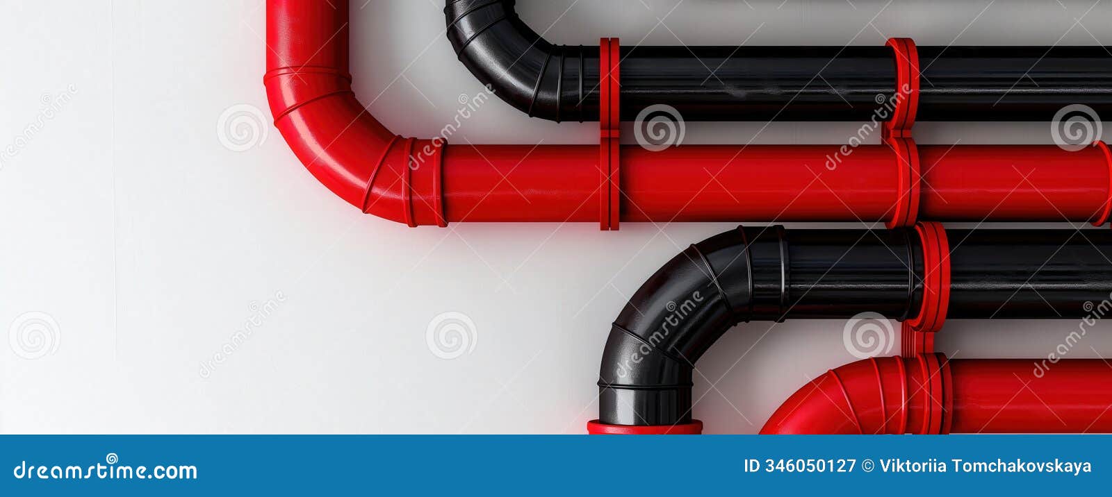 Red and Black Water Pipes Forming a Tangled Network Structure ...