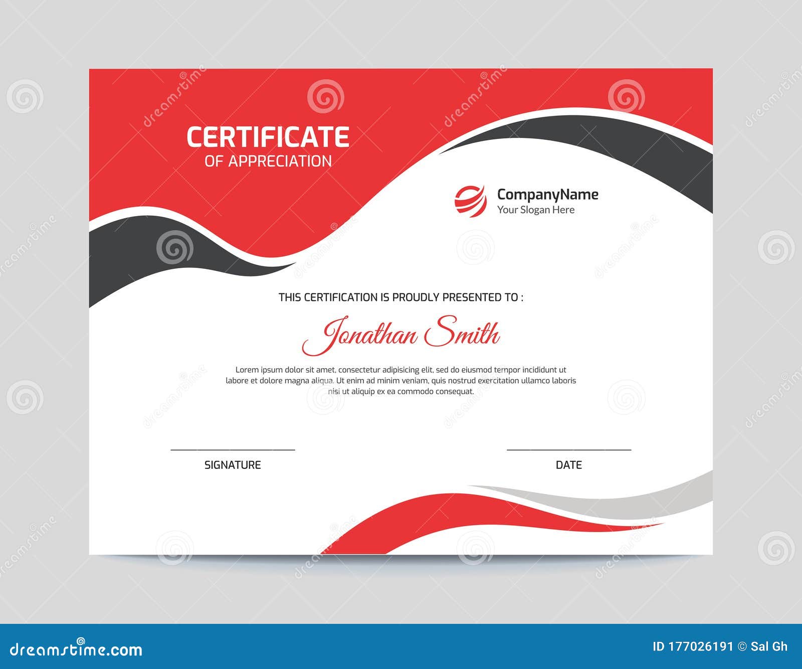 Red and Black Waves Certificate Template Stock Vector - Illustration of ...