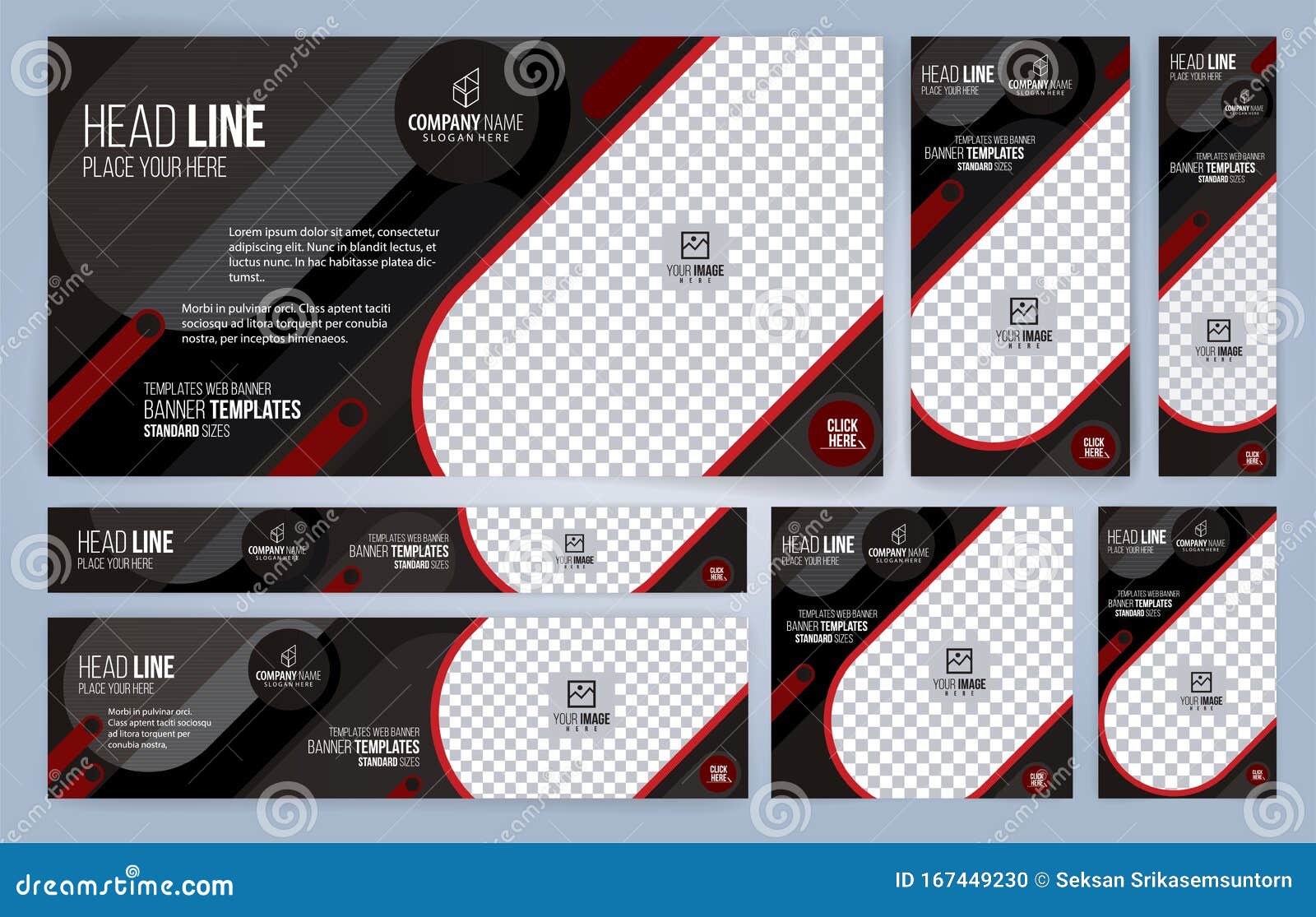 Red and Black Web Banners Templates Stock Vector - Illustration of ...