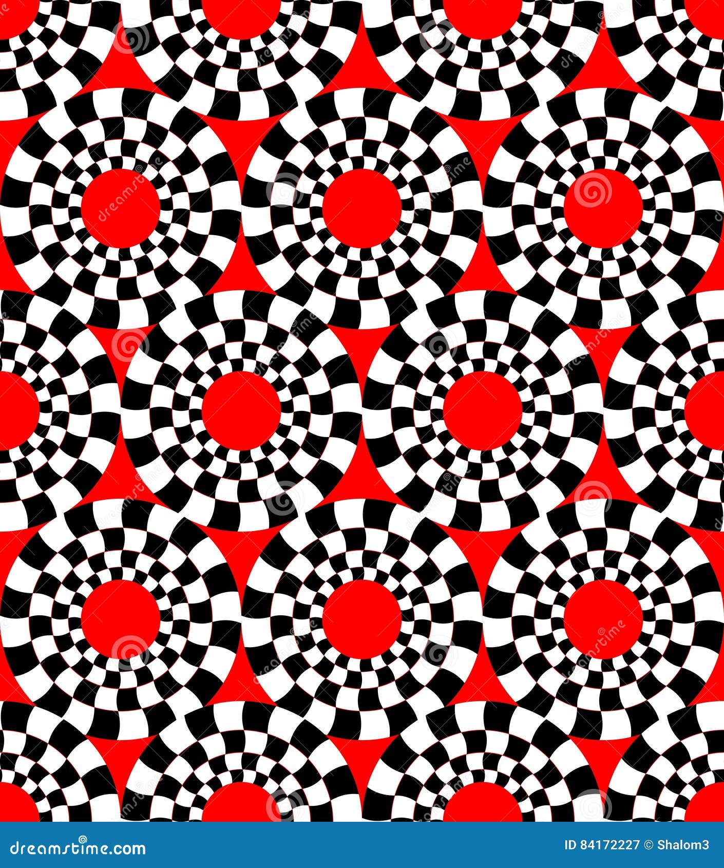 Red, Black and White Circle Patterns, Contrasting Colorful Seamless ...