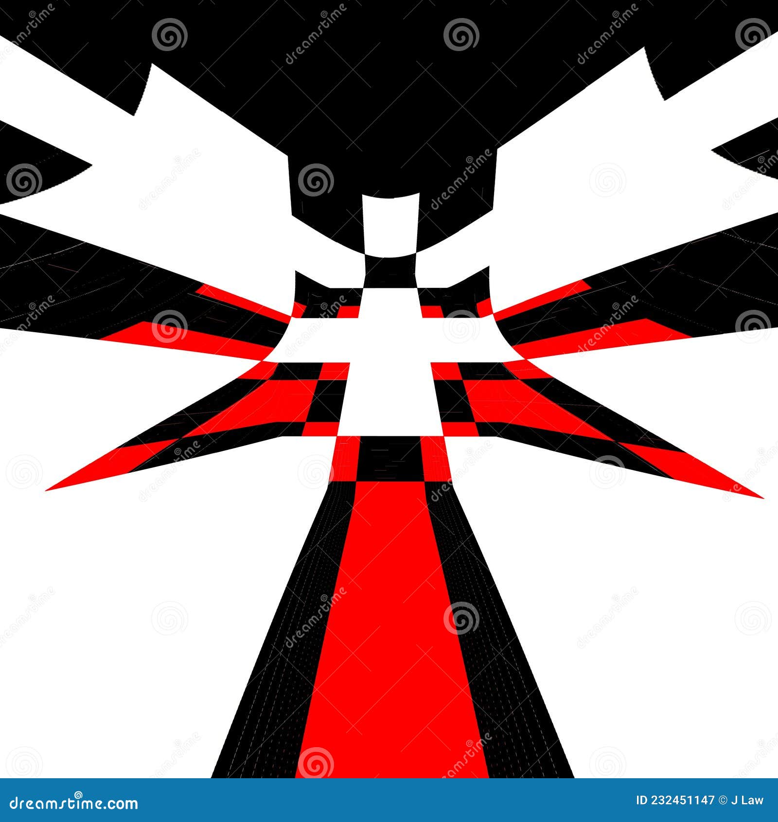 Red and White 3D Cross Exploding Layers on a Plain Black Background ...