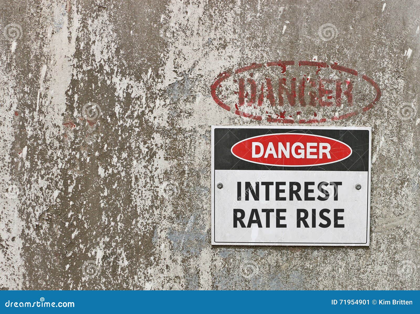 Red, Black and White Danger, Interest Rate Rise Warning Sign Stock ...