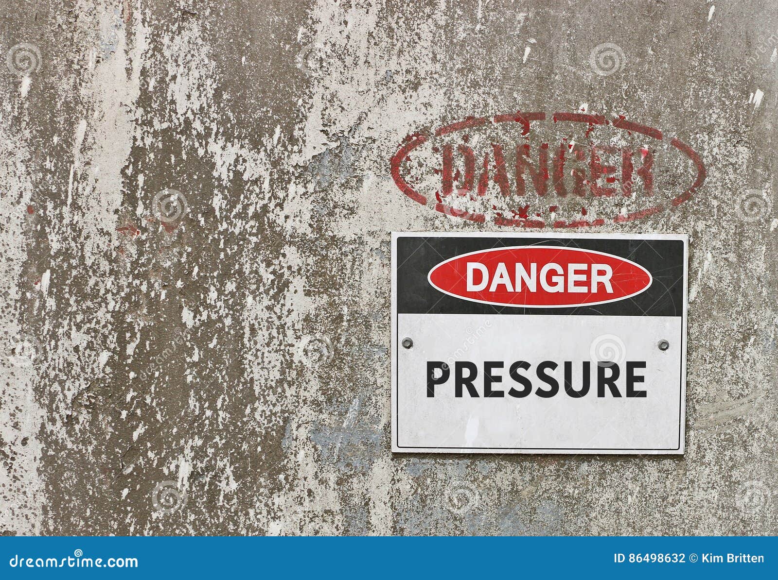 Red, Black and White Danger, Pressure Warning Sign Stock Photo - Image ...