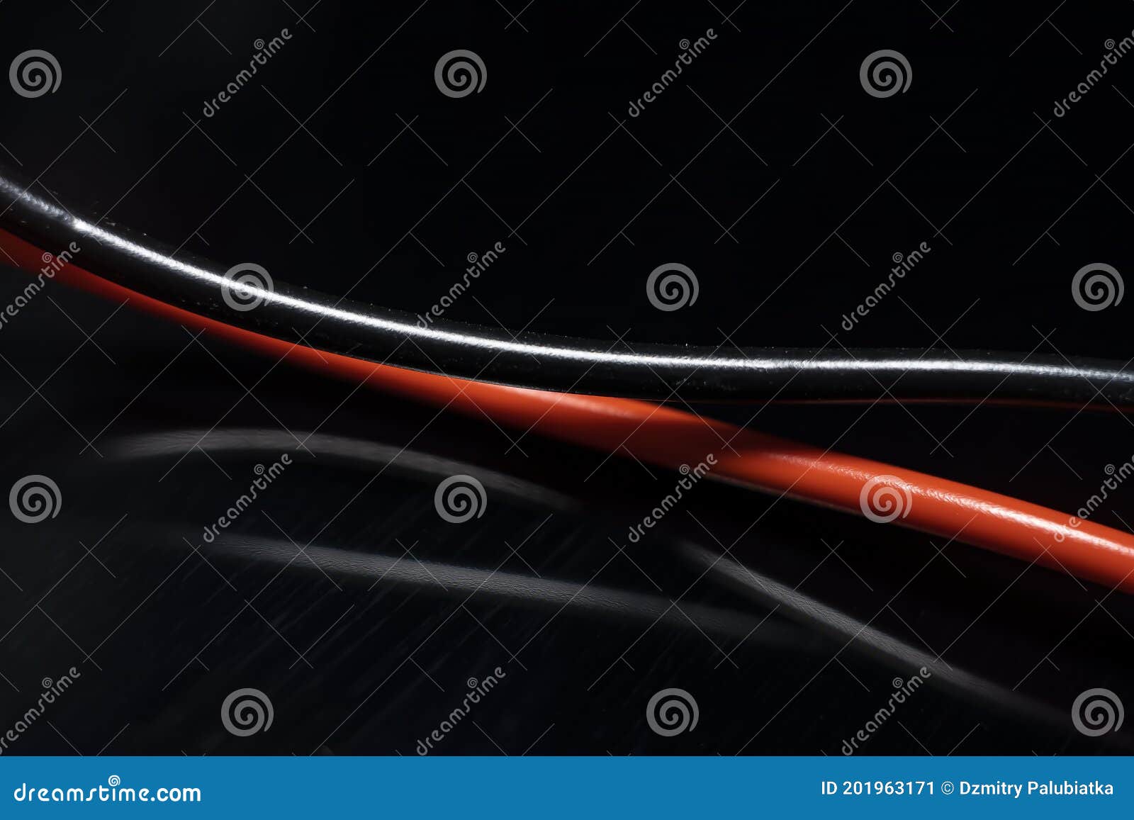 Red and Black Wire on a Black Background Stock Image - Image of ...