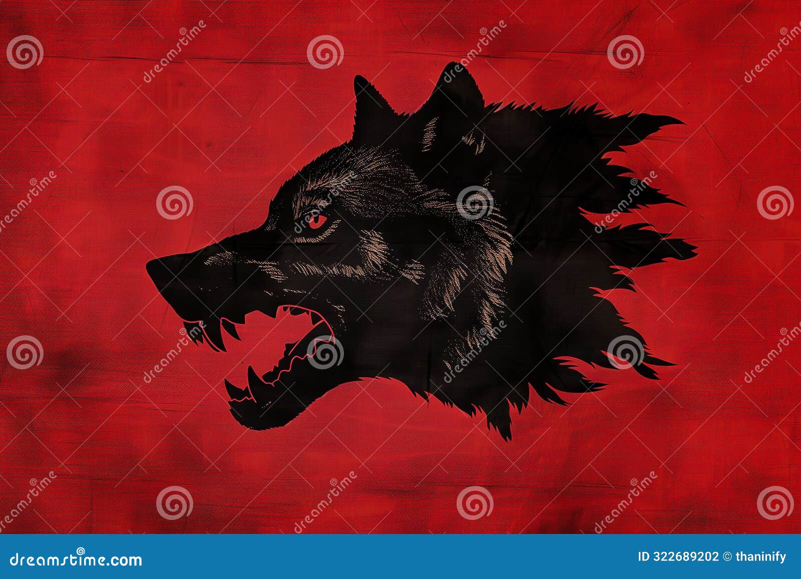 A Red and Black Wolf Head on a Red Background Stock Illustration ...