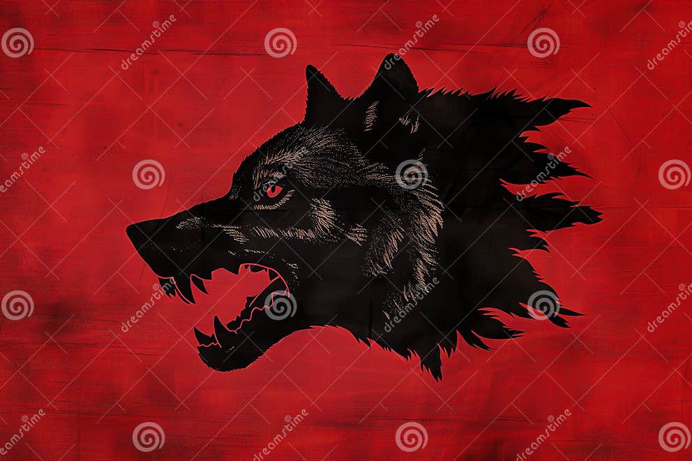 A Red and Black Wolf Head on a Red Background Stock Illustration ...