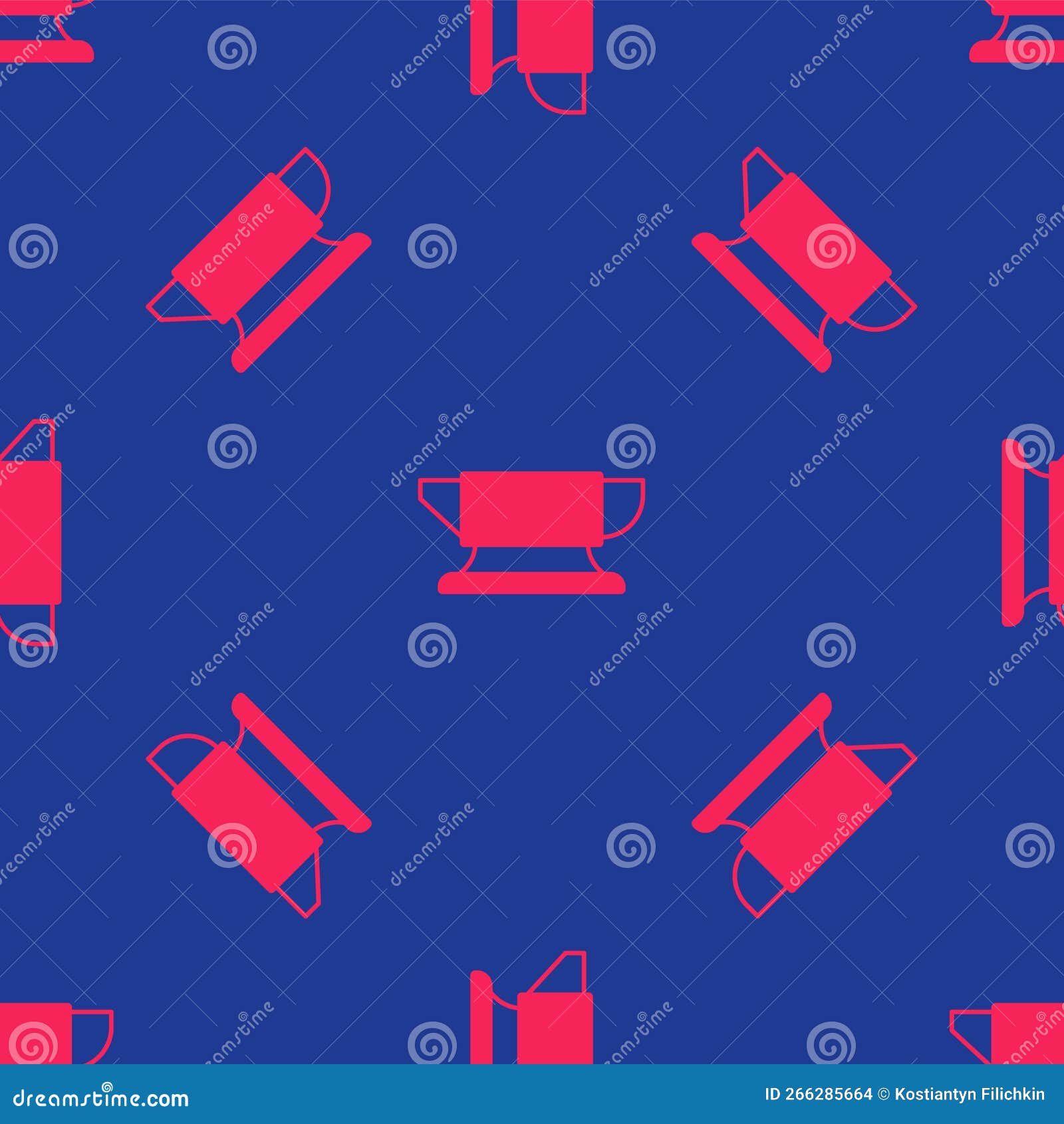 Red Blacksmith Anvil Tool Icon Isolated Seamless Pattern on Blue ...