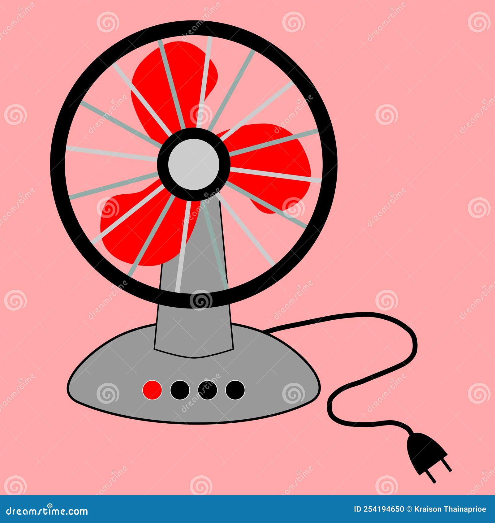 Red Blade Electric Fan in Simple Style Stock Vector - Illustration of ...