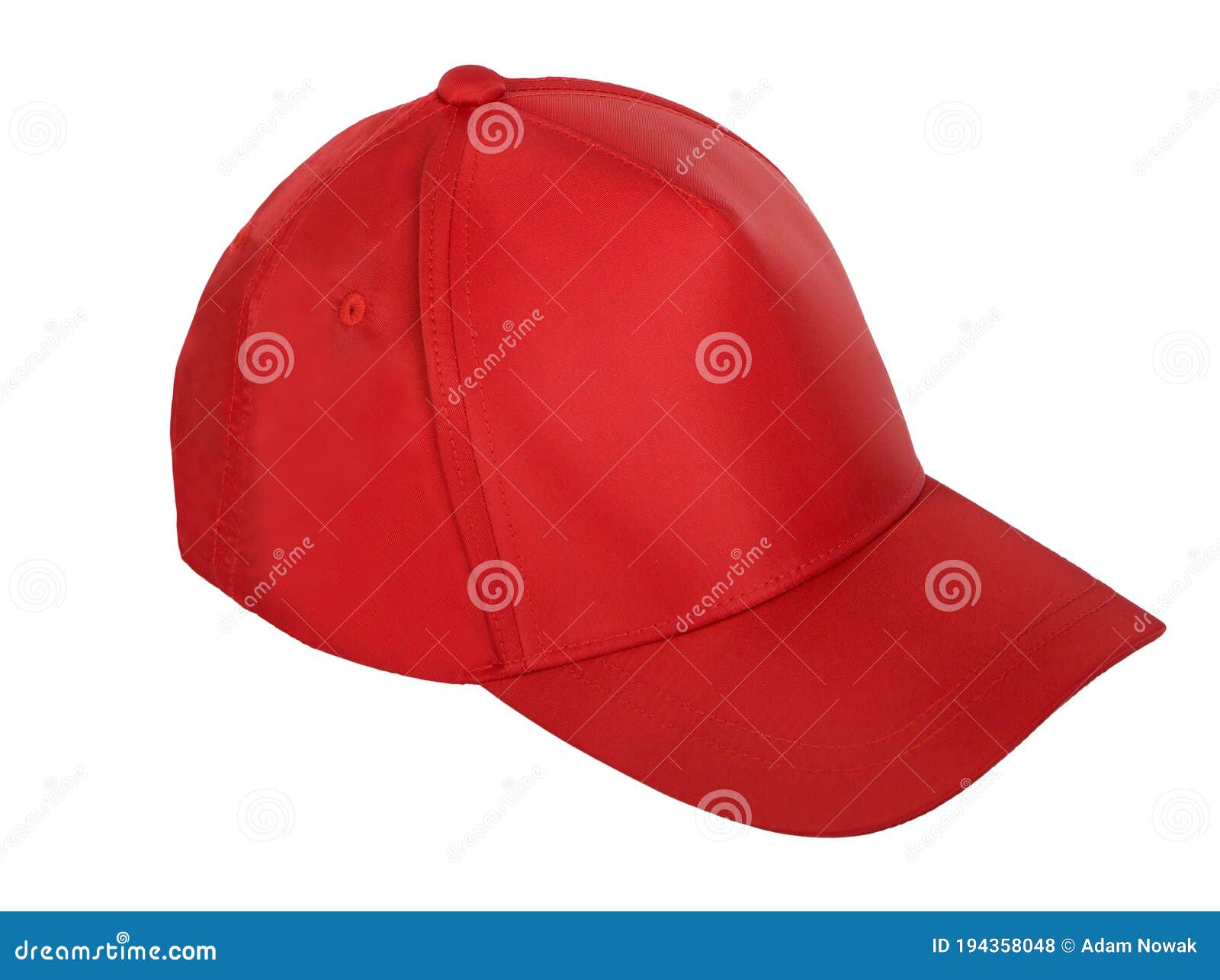 Red Blank Baseball Cap Closeup of Side View on White Background Stock ...
