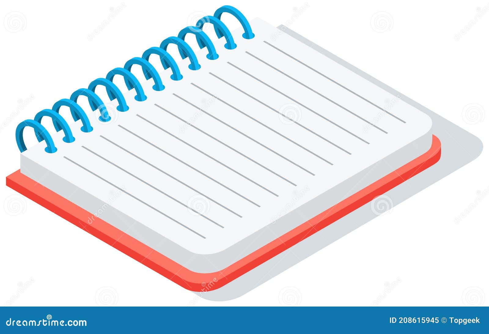 Red Blank Empty Spiral Notepad, Notebook. Opened Sketchpad with Blank ...