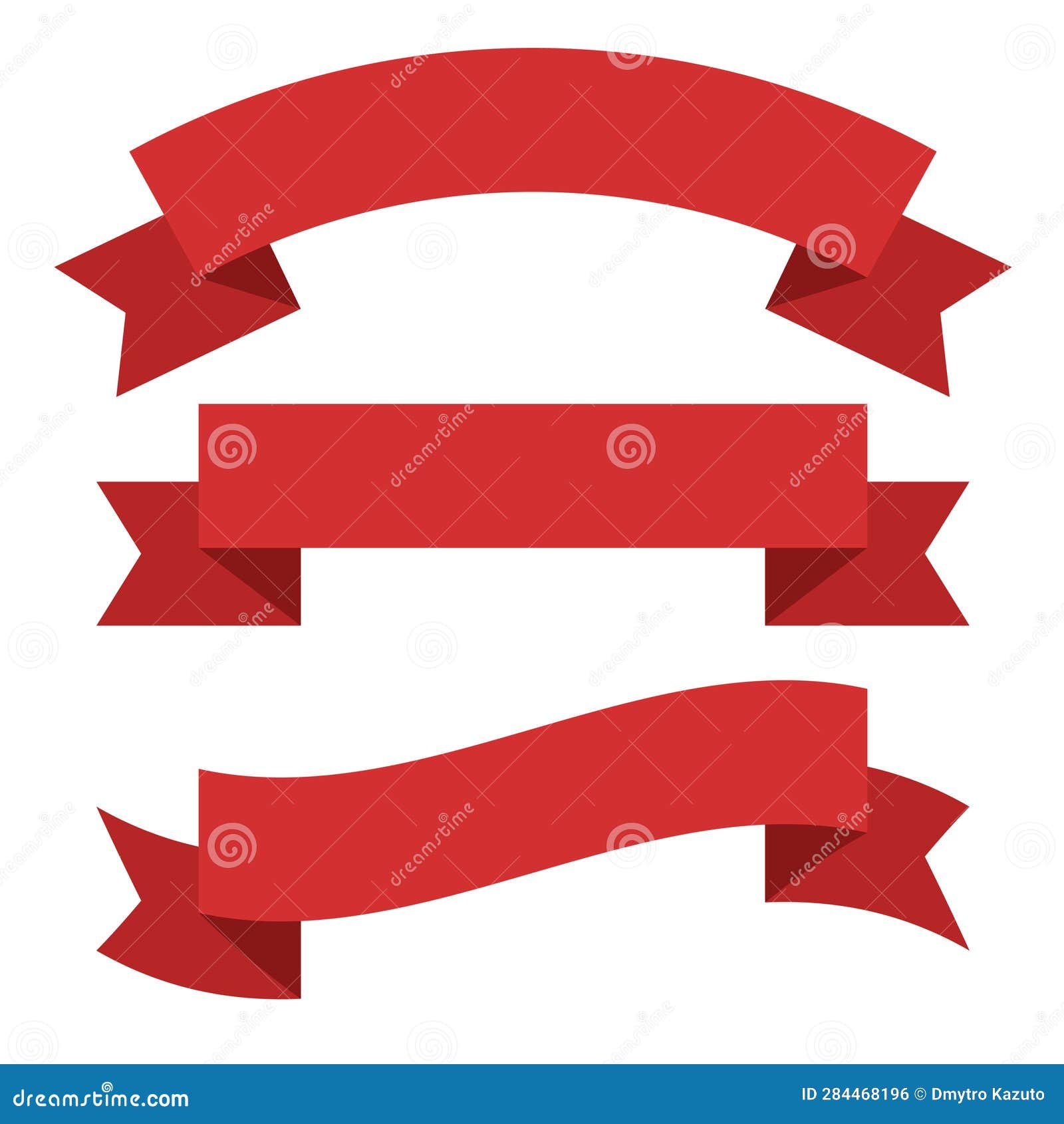 Red Blank Ribbons. Ribbons for Text. Vector Set Isolated on White ...