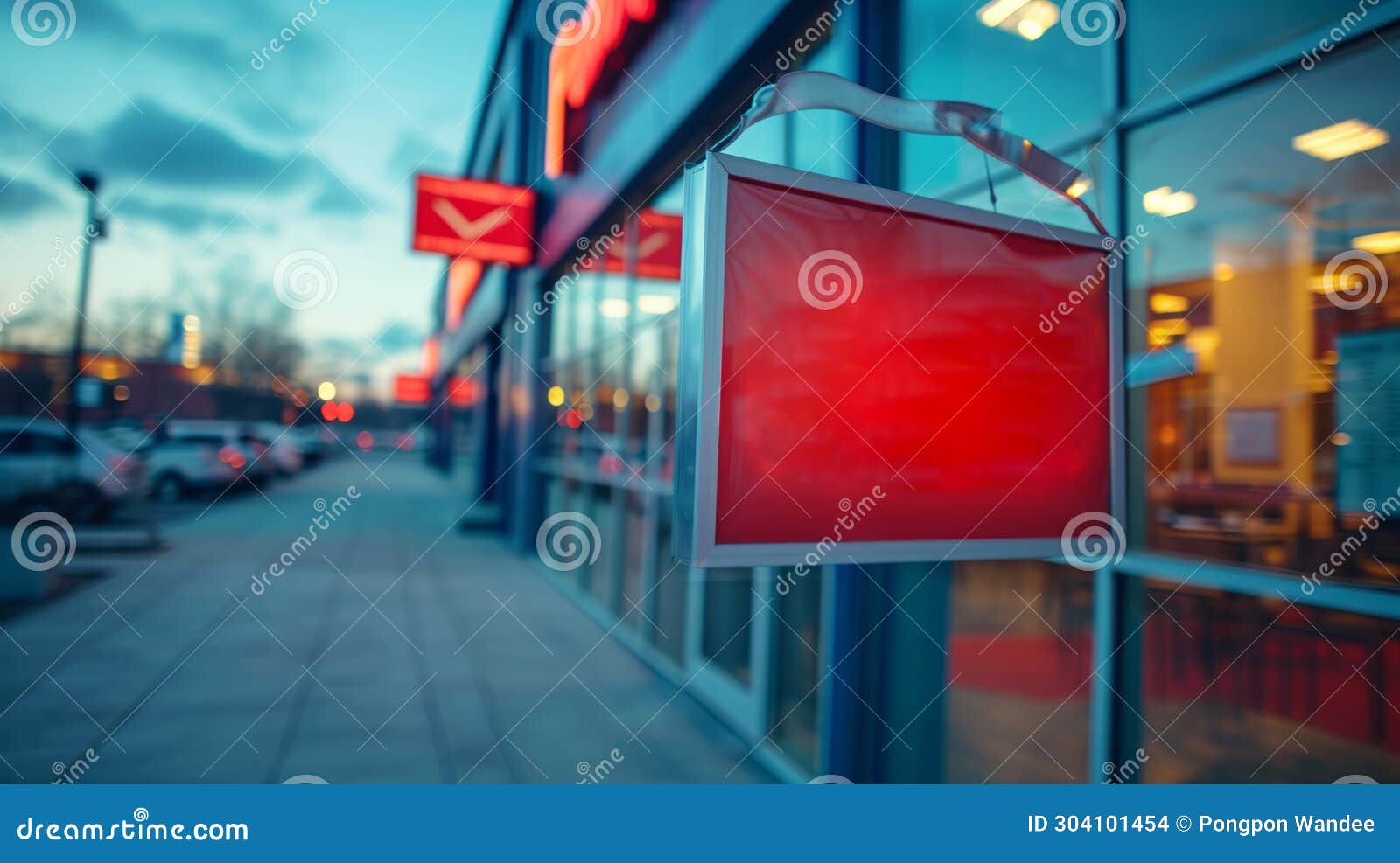 A Red Blank Sign Hanging Outside a Store Stock Illustration ...