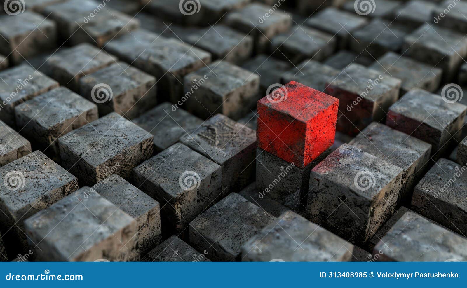 A Red Block is Standing Out in a Group of Grey Blocks Stock Image ...