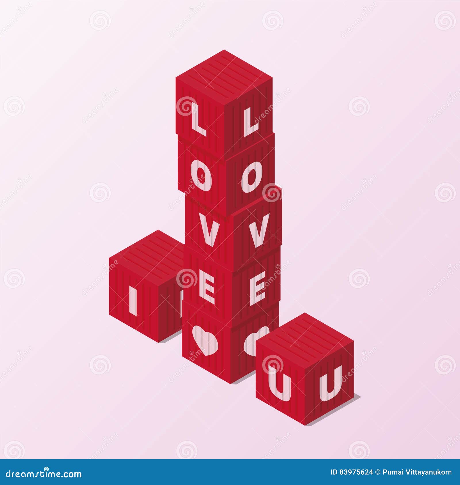 Red block word I LOVE YOU stock vector. Illustration of lust - 83975624