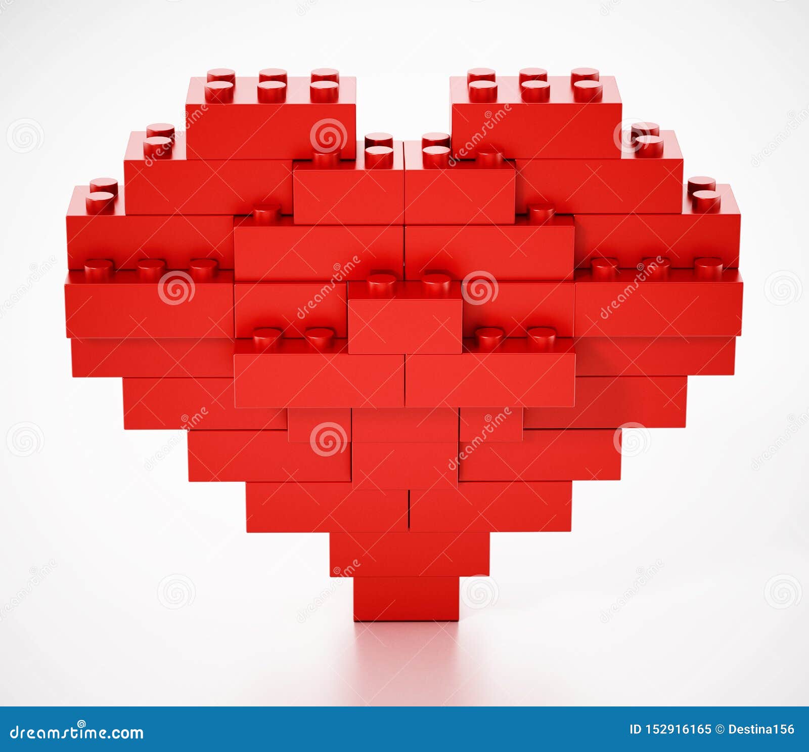 Red Blocks Forming a Heart Shape. 3D Illustration Stock Illustration ...