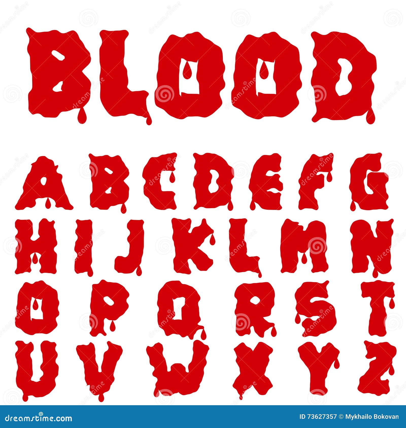 Blood Alphabet Font. Hand Drawn Bloody Letters And Numbers. Cartoon ...
