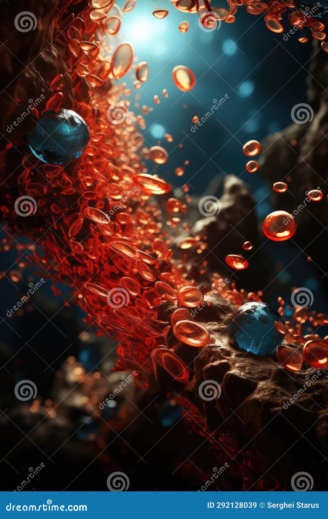 A Red Blood Cell is Floating in the Water, AI Stock Illustration ...