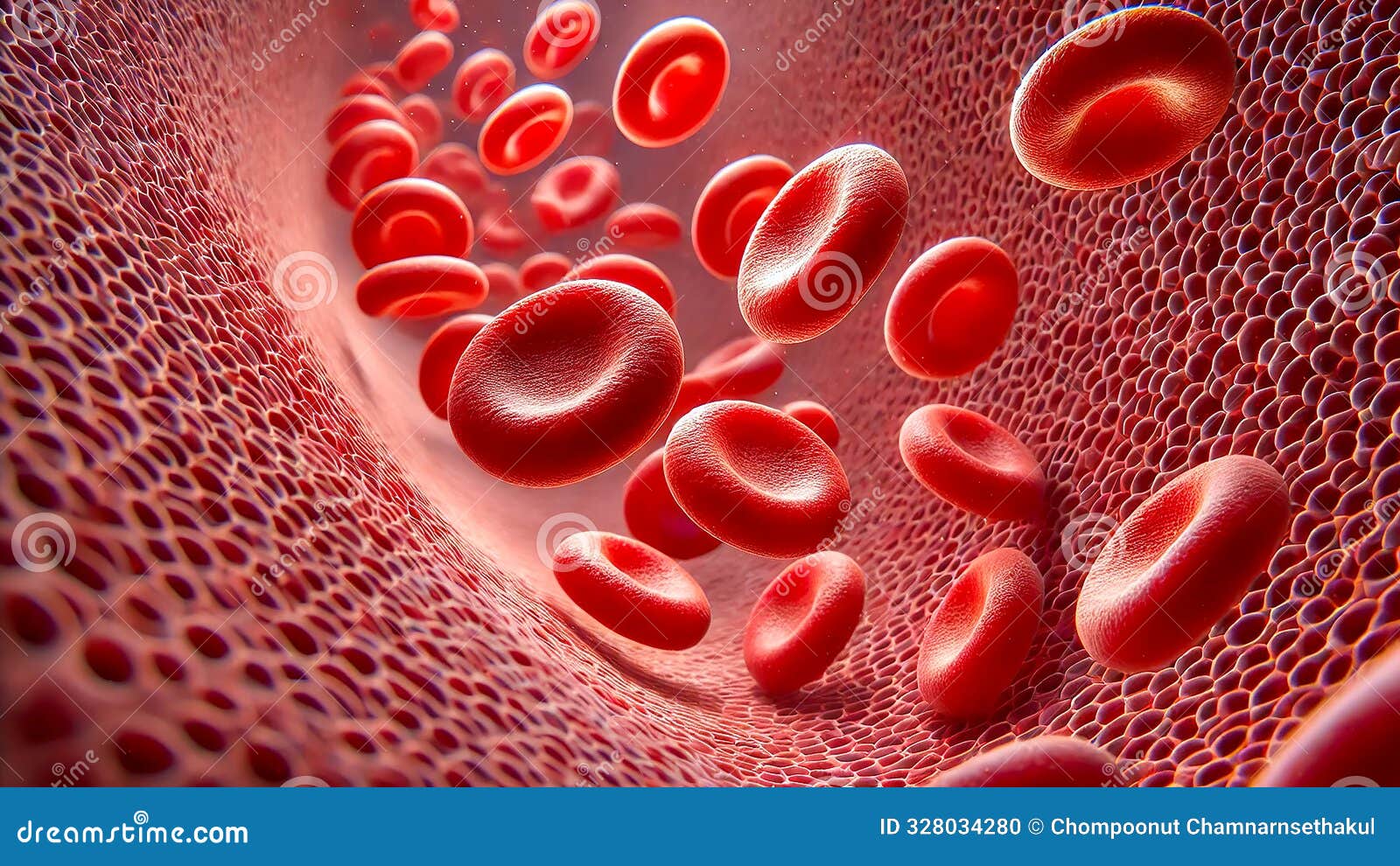 Red Blood Cells in a Capillary Stock Illustration - Illustration of ...
