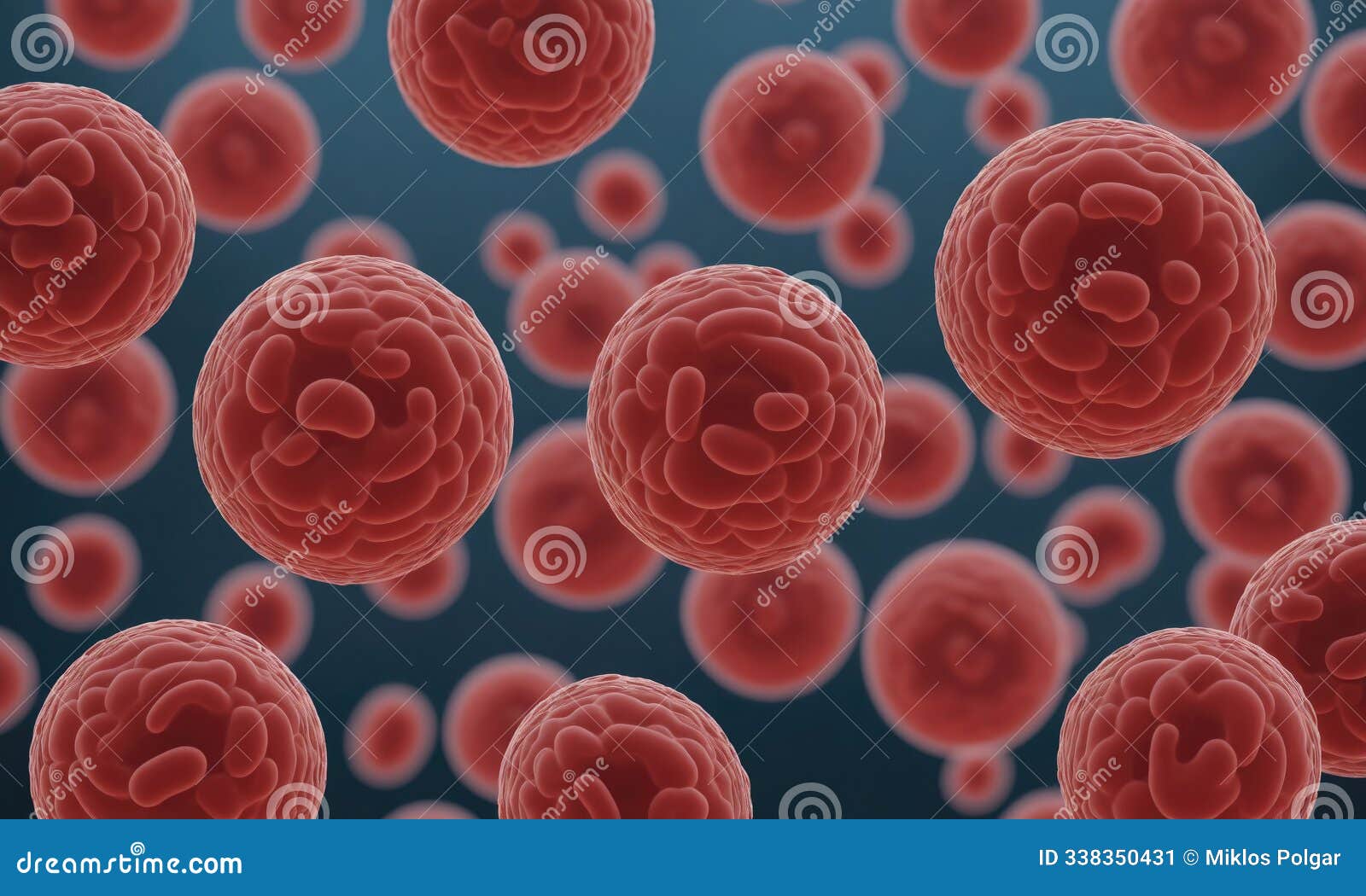 A Microscopic View Of Red Blood Cells Floating In A Blue Liquid Royalty ...