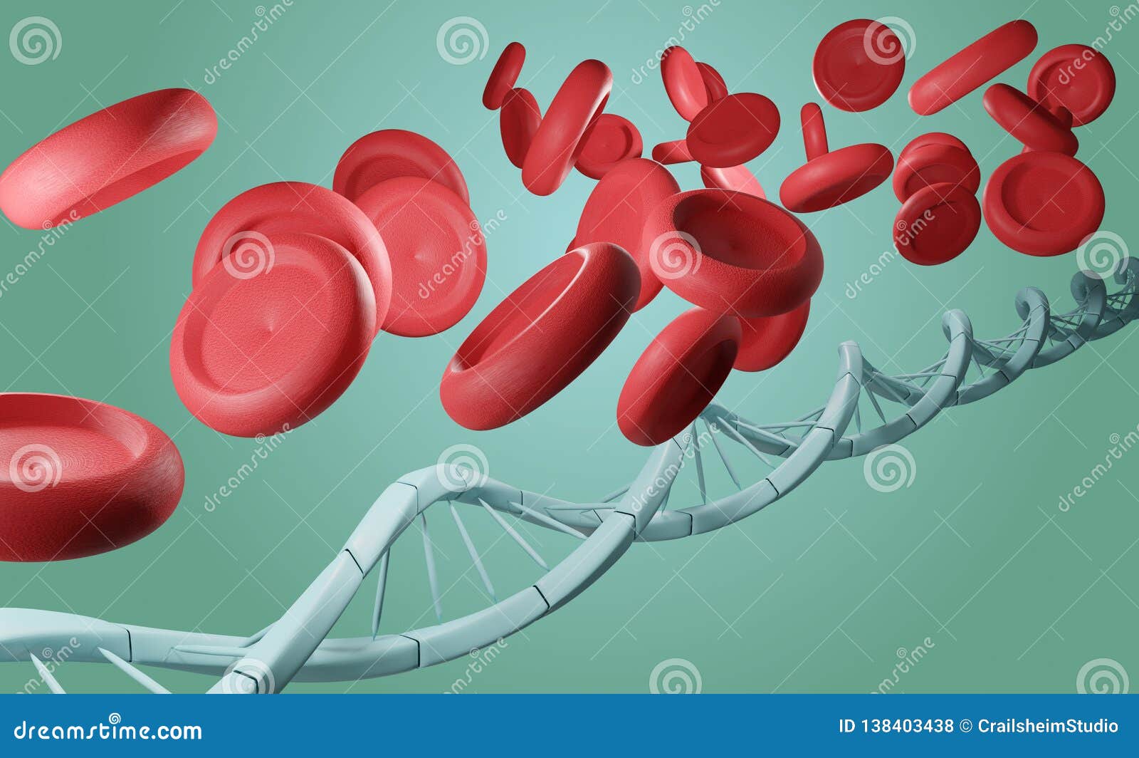 Red Blood Cells And DNA 3d-illustration | CartoonDealer.com #138403438