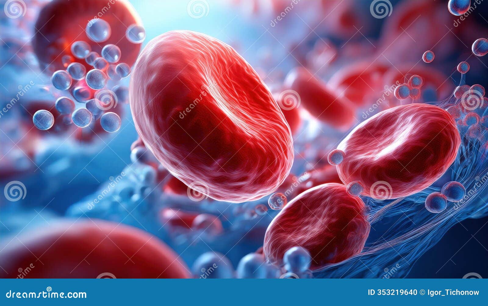 Red Blood Cells Floating in a Translucent Liquid with Visible Oxygen ...
