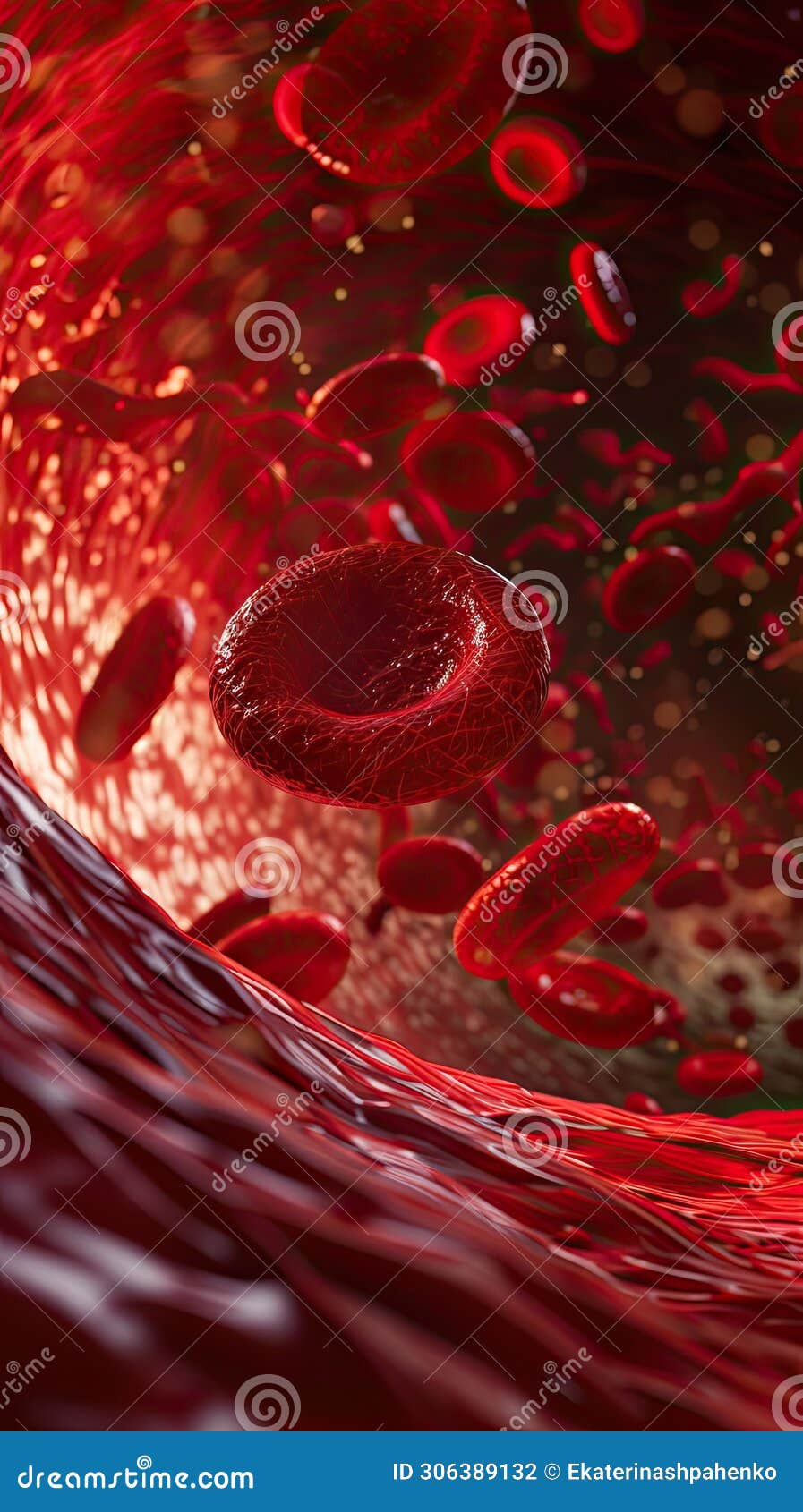Red Blood Cells Move through a Blood Vessel Stock Illustration ...