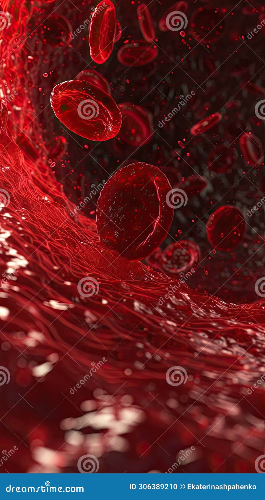 Red Blood Cells Move through a Blood Vessel Stock Illustration ...