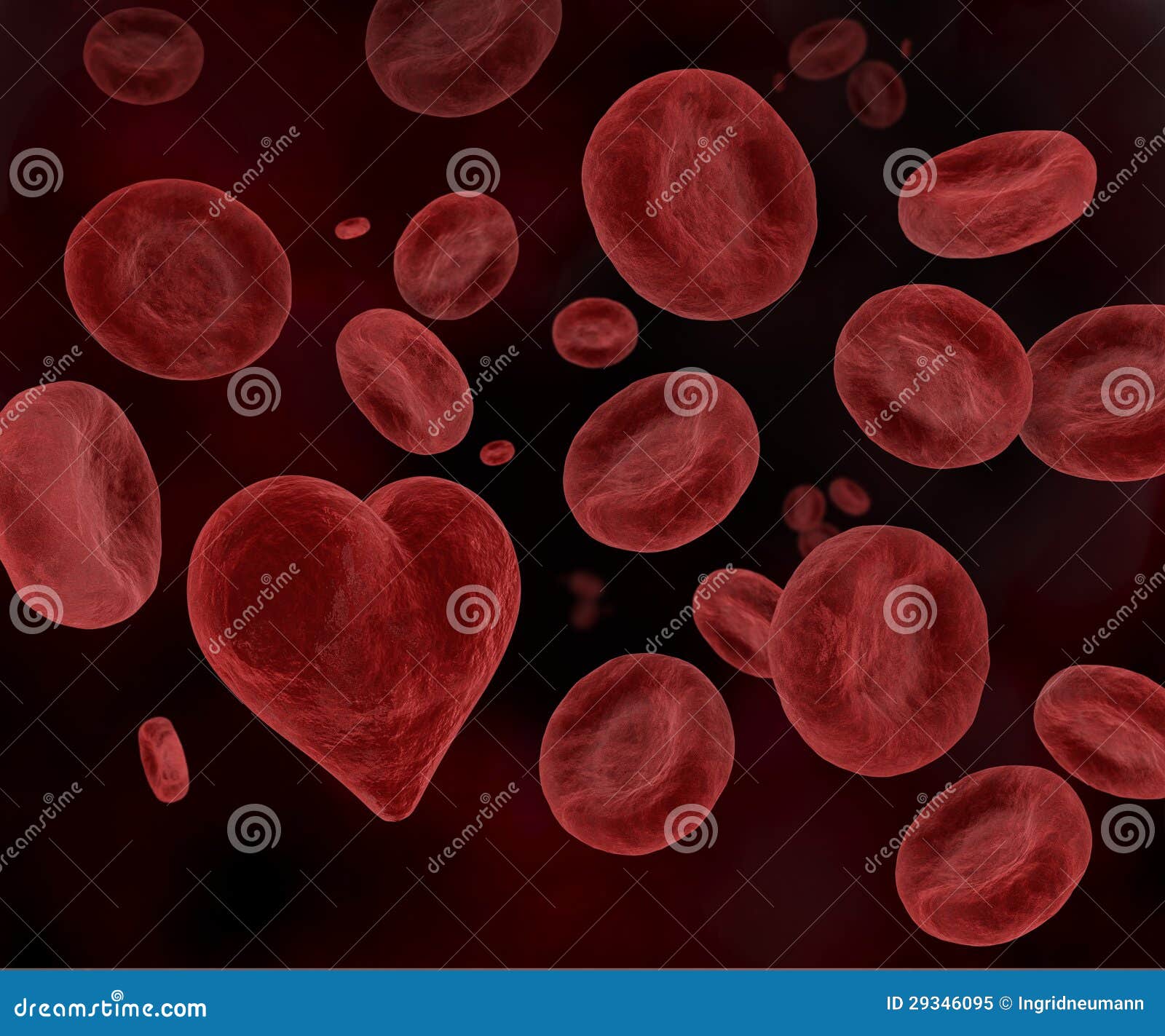 Red Blood Cells Render with Heart Shaped Cell Stock Illustration ...