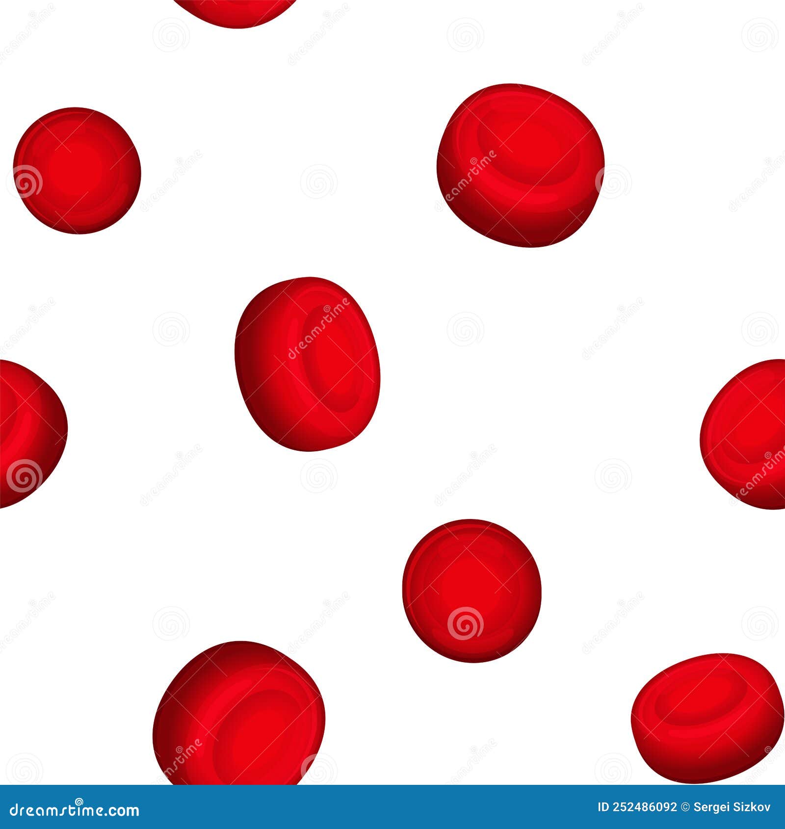 Red Blood Cells Seamless Pattern on White Background. Vector Stock ...