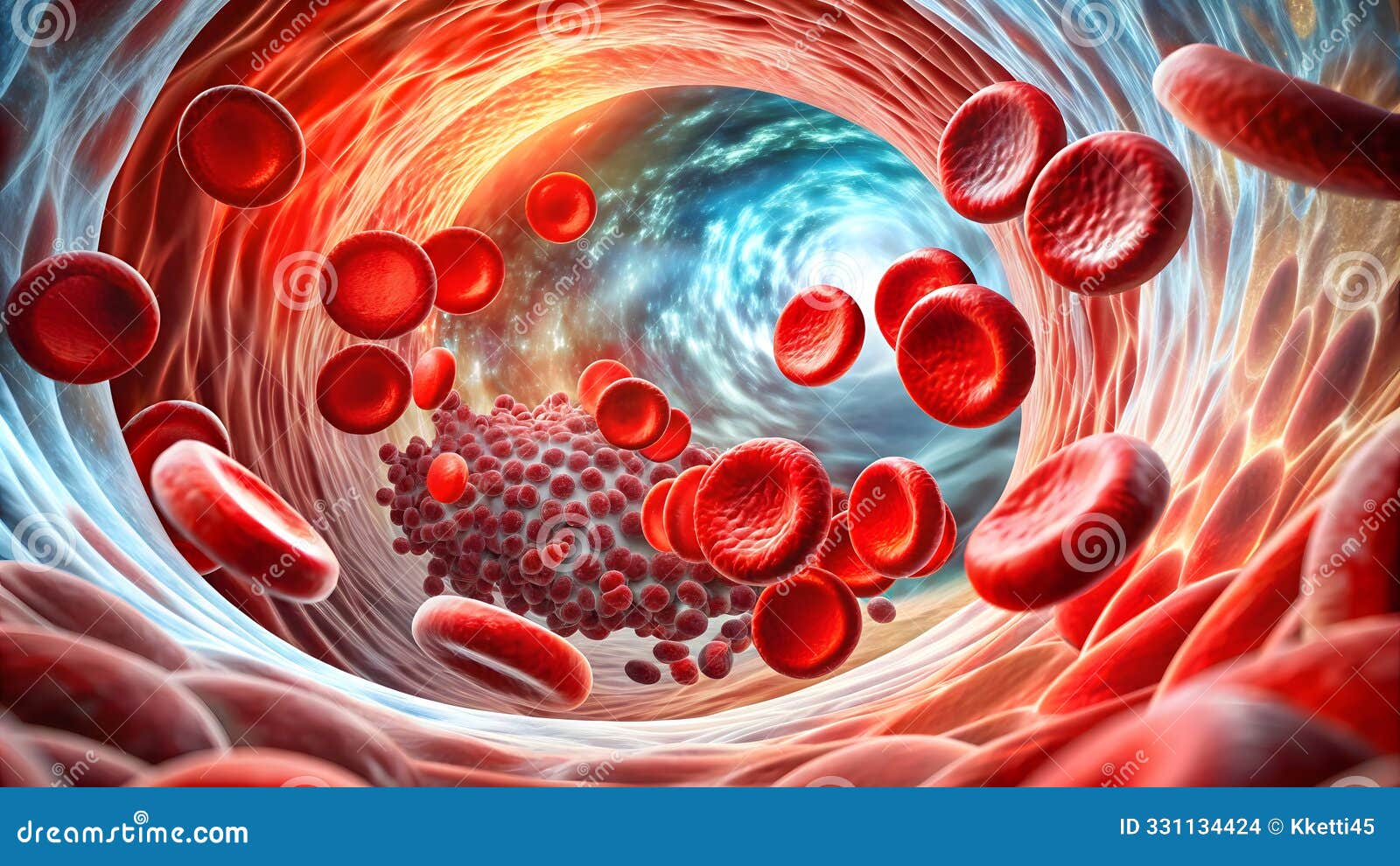 Red Blood Cells Stream. Healthy Human Platelets, Red and White Blood ...