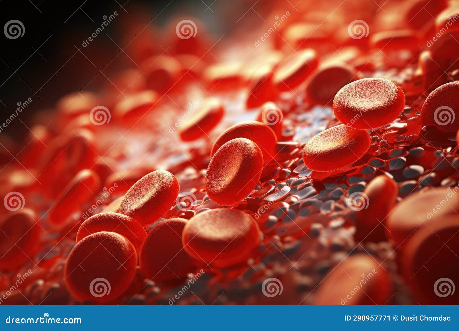 Red Blood Cells Under Microscope, Scientific Illustration. Generative ...