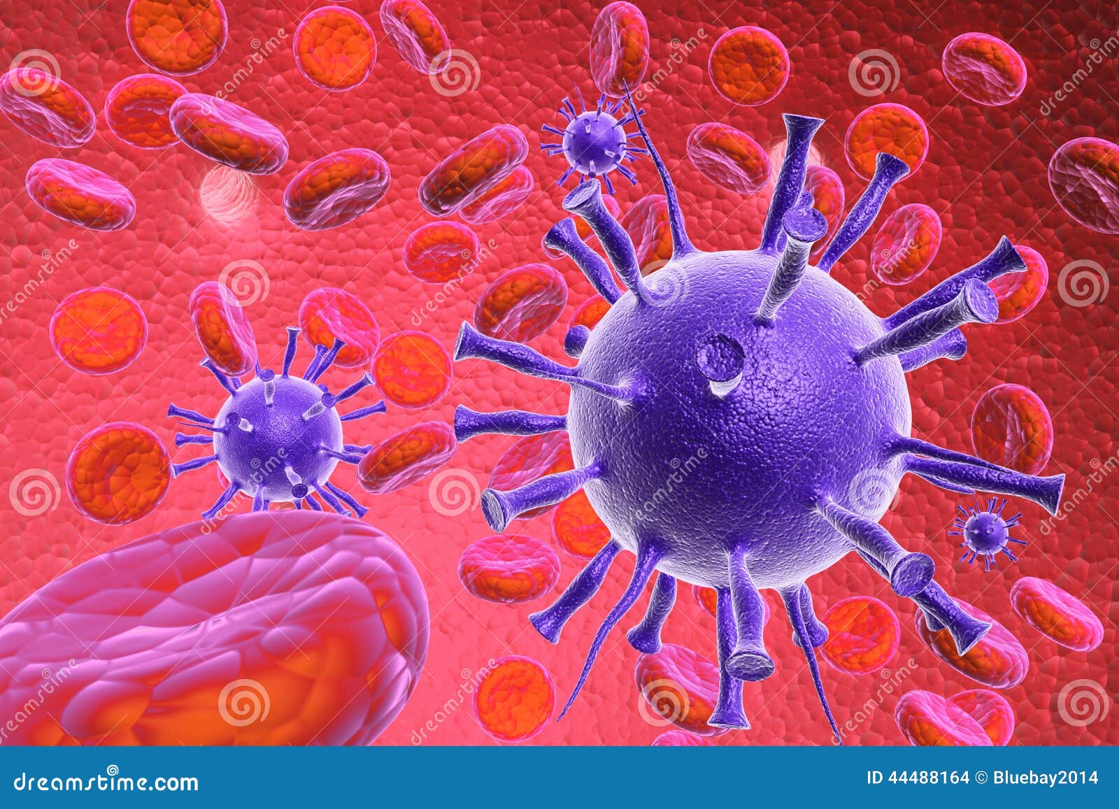 Red Blood cells with virus stock illustration. Illustration of micro ...