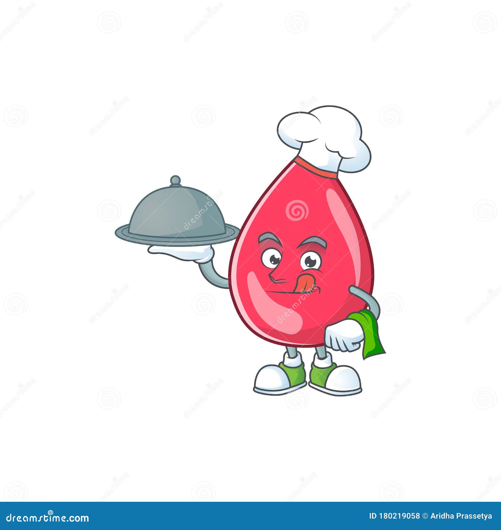 A Red Blood Chef Cartoon Design with Hat and Tray Stock Vector ...