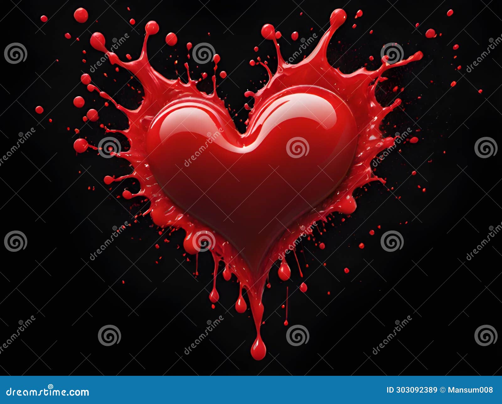 Red Blood Drop on the Heart Stock Illustration - Illustration of heart ...