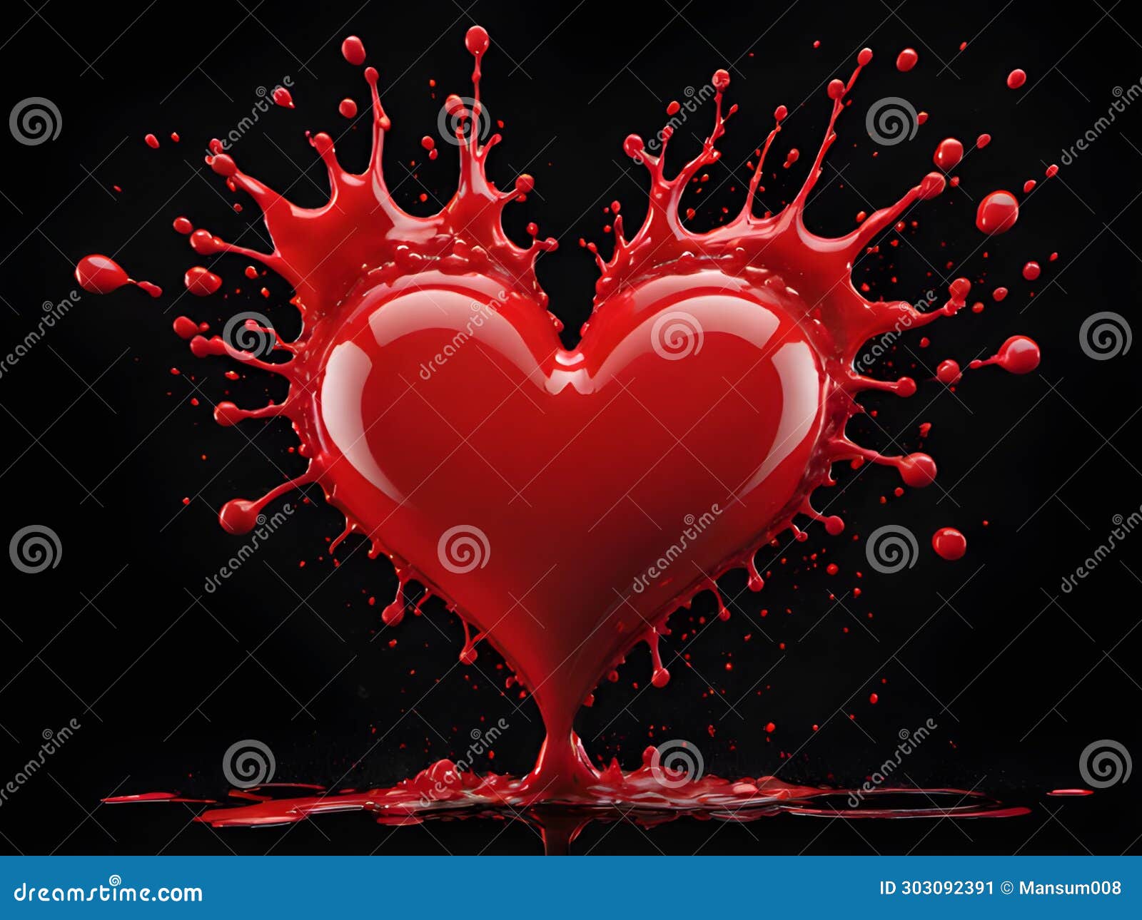 Red Blood Drop on the Heart Stock Illustration - Illustration of ...