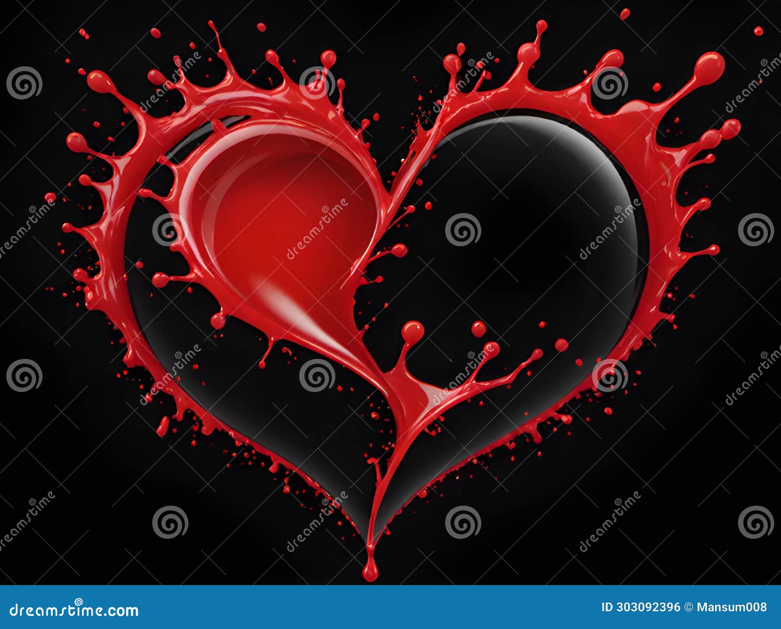 Red Blood Drop on the Heart Stock Illustration - Illustration of ...