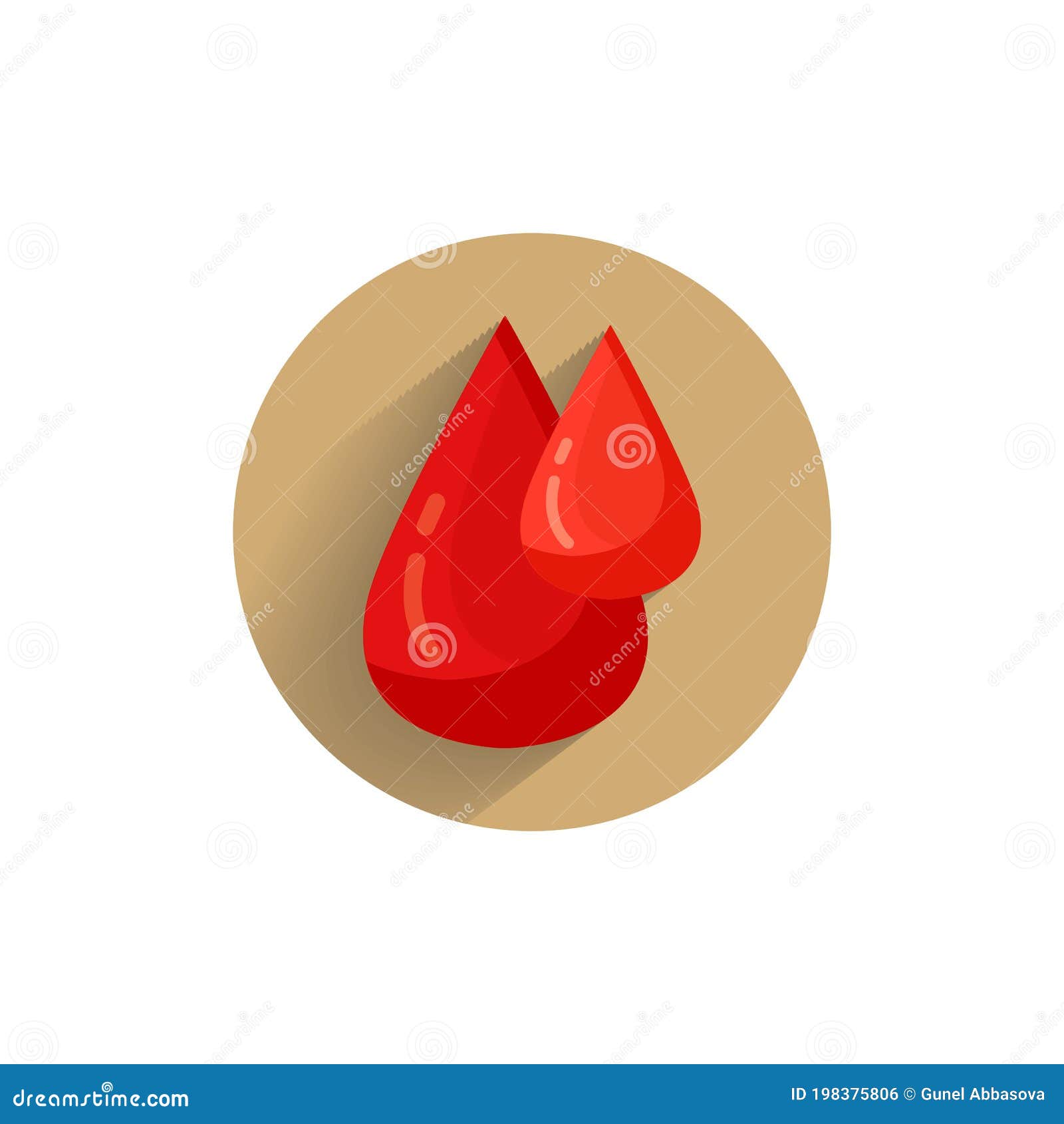 Red Blood Drops Flat Icon with Shadow Stock Vector - Illustration of ...
