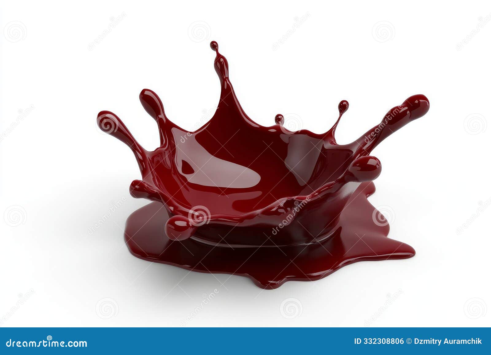 A Red Blood or Ink Liquid Splashed, Dropped, Splattered, or Painted ...