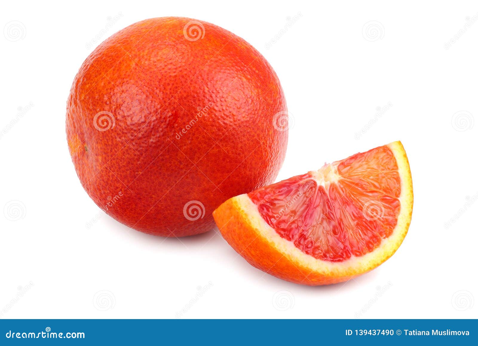 Red Blood Orange Fruit with Slices Isolated on White Background Stock ...