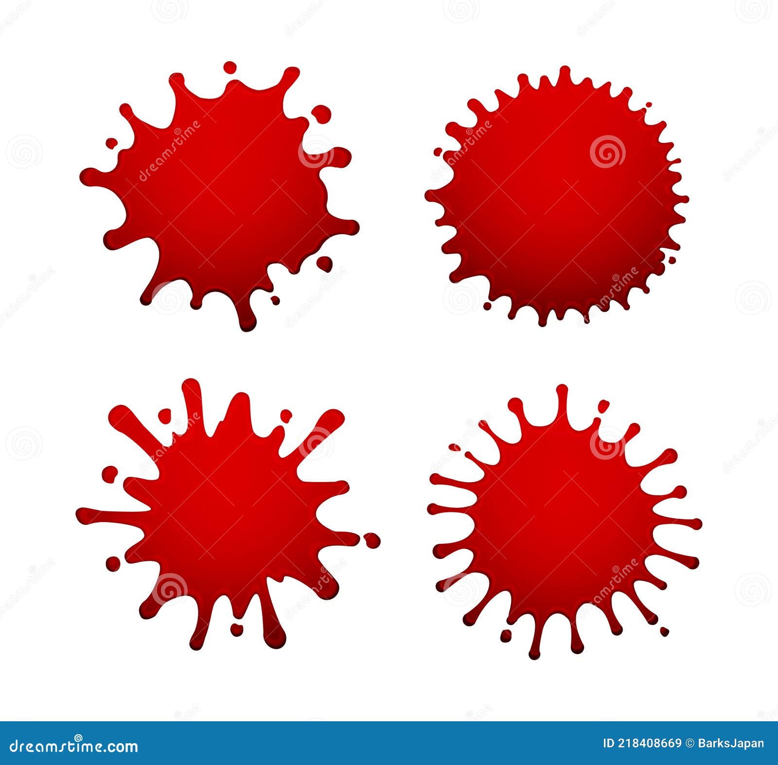 Red Blood Splash Shape Vector Illustration Set Stock Vector ...